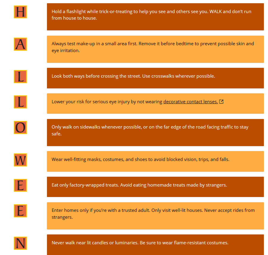Halloween Health And Safety Tips Creative Corner Child Care